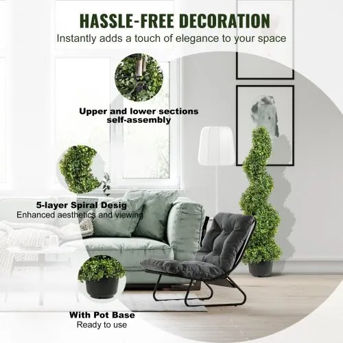 Umělé topiary Zimostráz, 0,9 m vysoký (2 kusy) Umělá topiová rostlina Venkovní