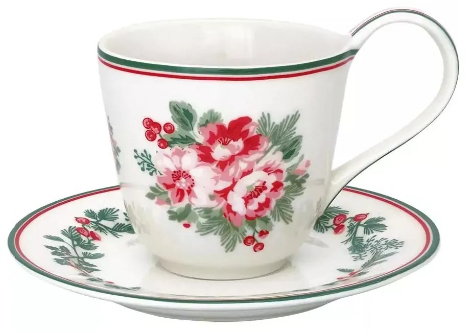 Green Gate - porcelánový šálek s podšálkem Charline White 270 ml