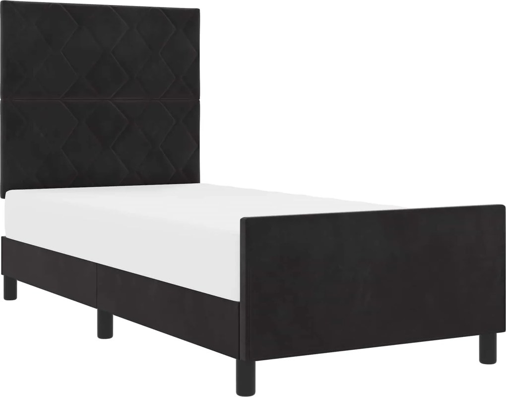 Postel s boxspringem s čelo Černá 100 x 200 cm samet 3344989
