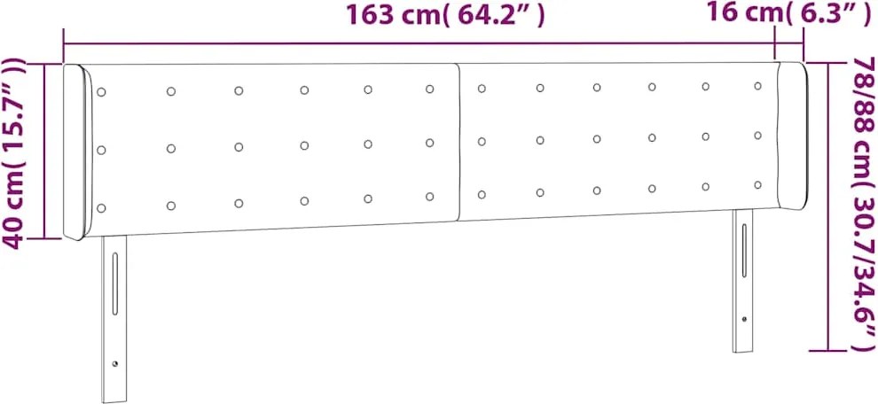 Čelo postele s LED růžové 163 x 16 x 78/88 cm samet 3123729
