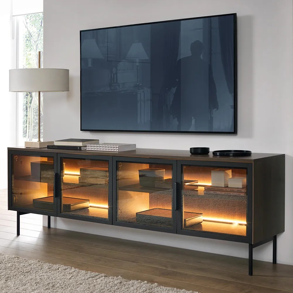 LUMI d | TV stolek RTV 181 4D + LED | 181 cm | dub dunin/černá