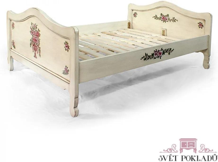 Malovaná postel. Replika z masivního smrkového dřeva.