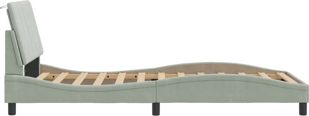 Rám postele s LED osvětlením bez matrace Hanko světle šedý 100 x 200 cm samet 3213763