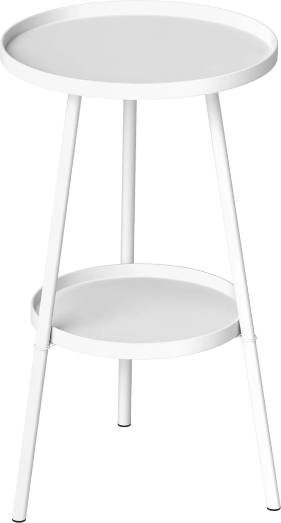 Outsunny Kulatý 2-úrovňový Zahradní Stůl, Terasový Stůl Ø32x51 cm s Spodním Plošinou a Kovovou Konstrukcí pro Vnitřní a Venkovní Použití Bílý | Aosom