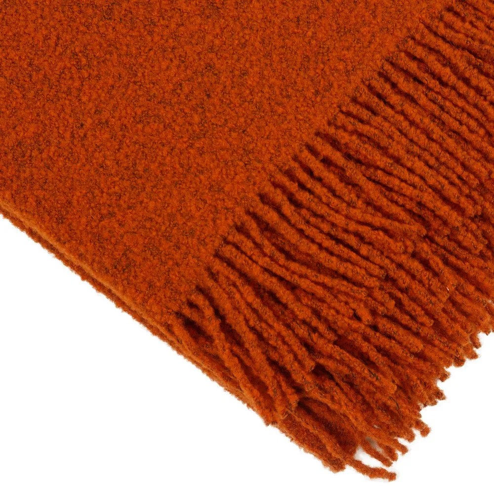 Kampol Bukle deka z merino vlny 140x200 oranžová s třásněmi