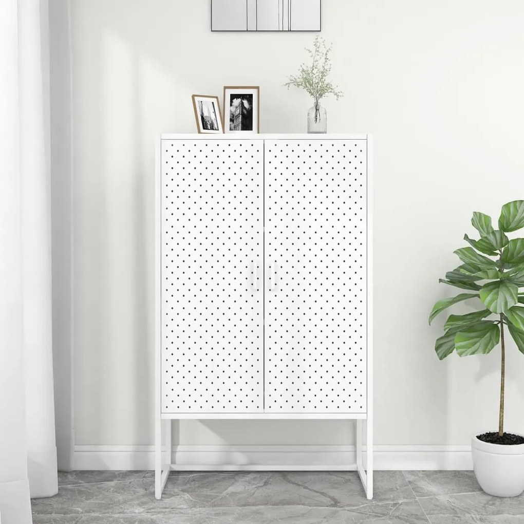 Komoda bílá 80 x 35 x 135 cm ocel 335875
