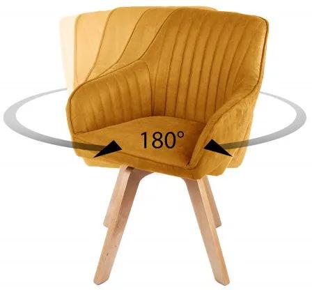 Invicta Interior Designová sametová židle otočná žlutá - Lorius II