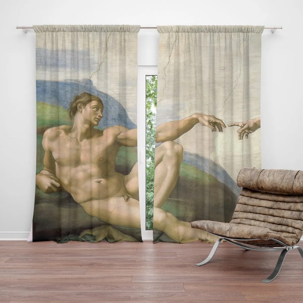 Sablio Závěs Stvoření Adama - Michelangelo Buonarroti: 2ks 140x250cm