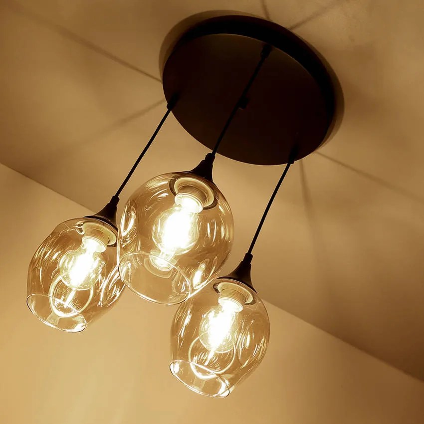 Černo-hnědý závěsný lustr Aspa pro žárovku 3x E27 s kulatou základnou  - Candellux