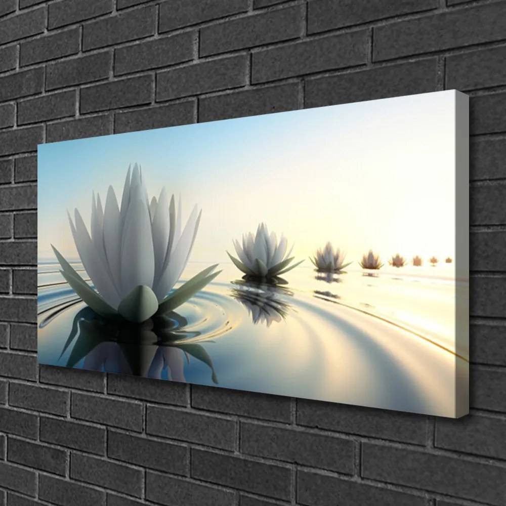 Obraz na plátně Vodní Lilie Květiny Rybník 125x50 cm