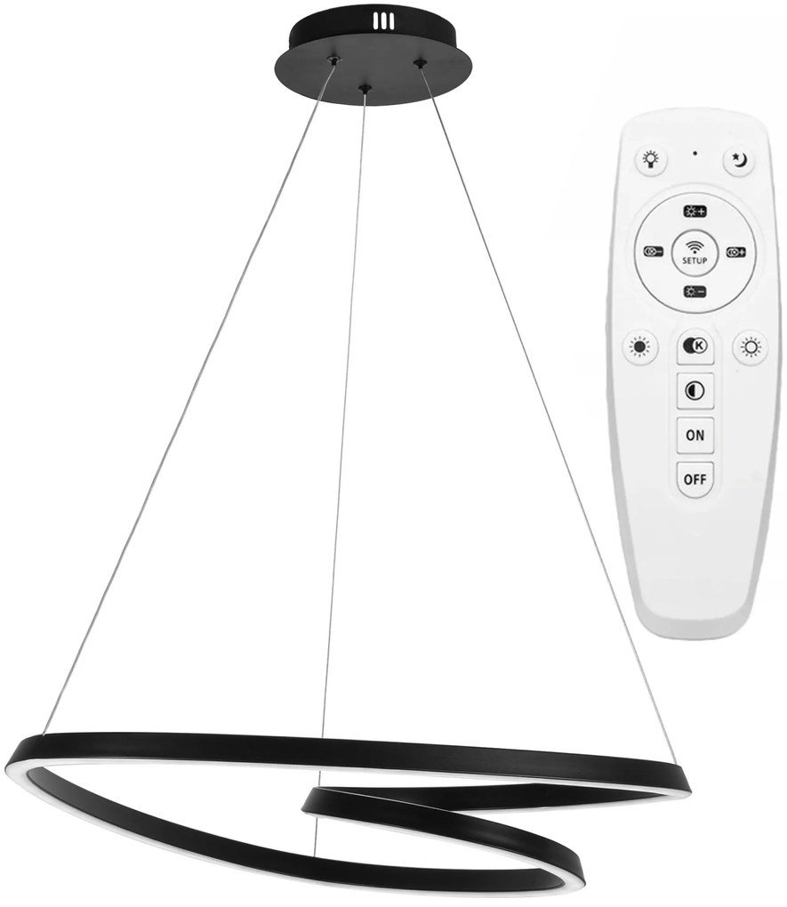 Toolight, Moderní LED závěsné stropní svítidlo + dálkový ovladač APP796-CP, černá, OSW-05502