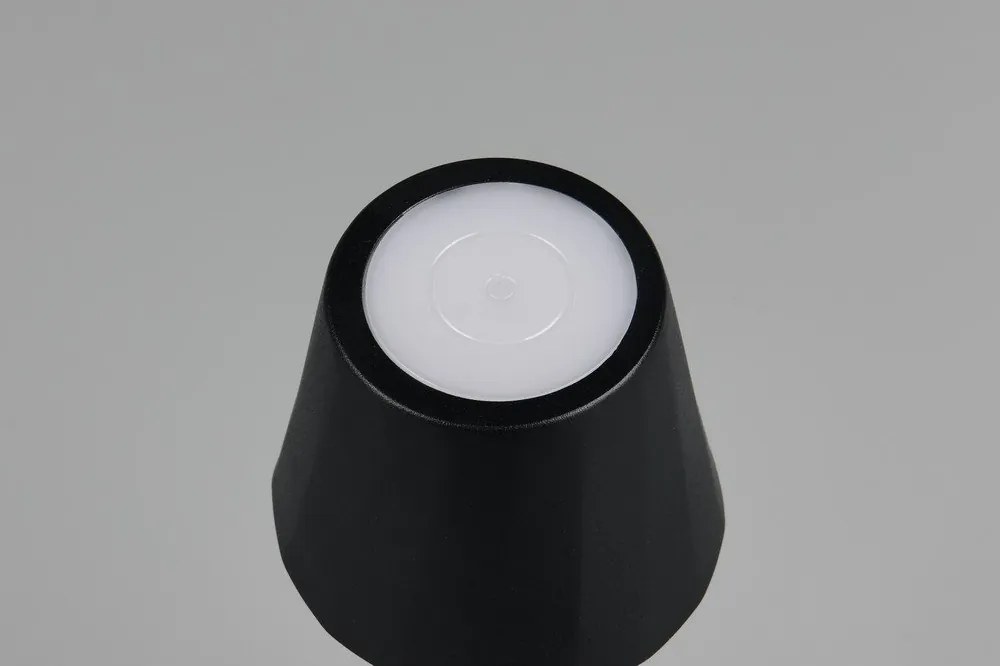 Matně černá LED stolní lampa s kovovým stínidlem (výška 21 cm) Diaz – Reality