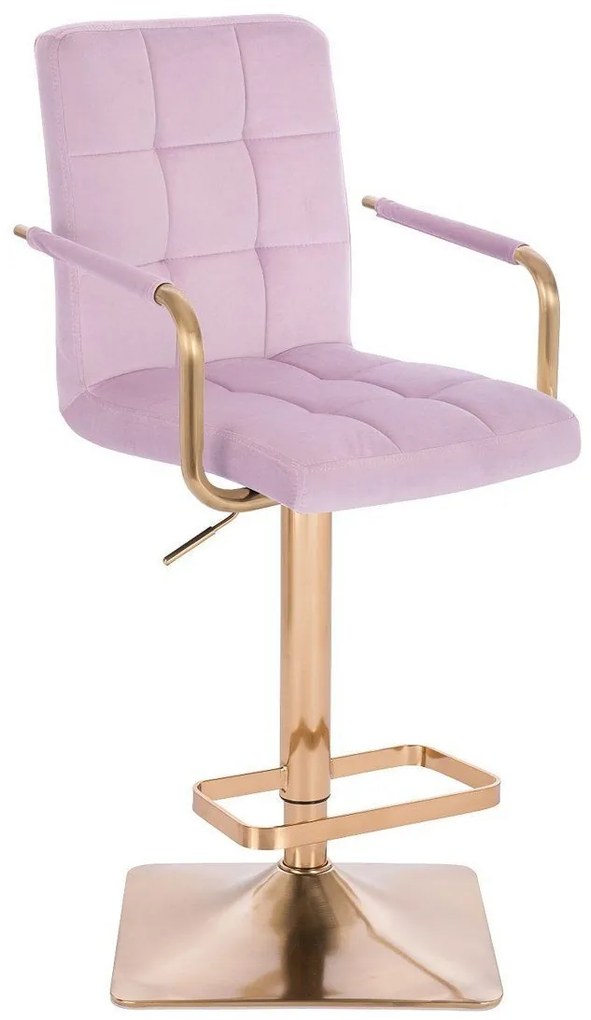 LuxuryForm DESIGN Barová židle VERONA GOLD VELUR na zlaté hranaté podstavě - levandule