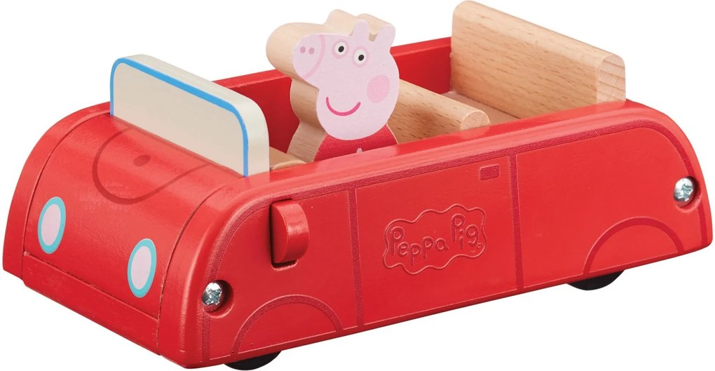 Set figurek a příslušenství prasátko peppa dřevěné rodinné auto + figurka peppa
