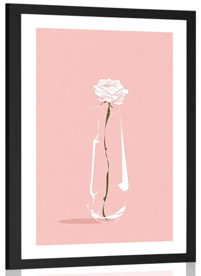 Plakát s paspartou minimalistický květ