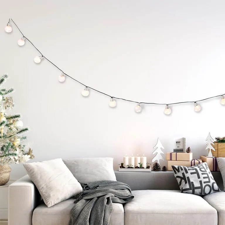 Světelný řetěz s kulatými žárovkami s reliéfem, 10x5 LED