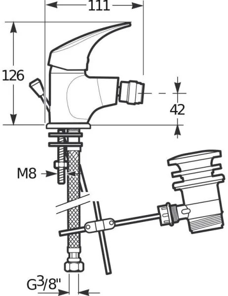 JIKA H3411N10041111 - Bidetová baterie + výpusť bez přepadu TALAS 12,6 cm chrom