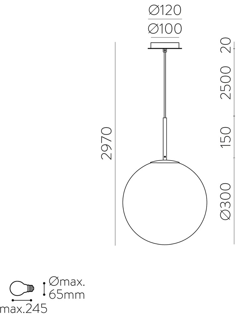 ACB Iluminacion Zavěsné svítidlo PARMA, ⌀ 30 cm, 1xE27 15W Barva: Černá