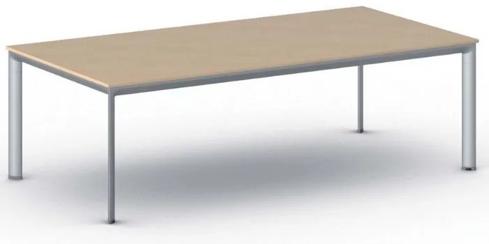 Jednací kancelářský stůl PRIMO INVITATION, 240x120 cm, šedostříbrná podnož, buk