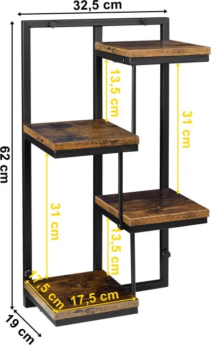 Nástěnný stojan na květiny HAGART RUSTIC černý