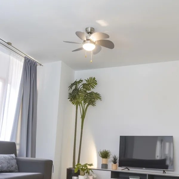 ZEVENTI - Stropní ventilátor FAMARA 1xE14/60W/230V šedá