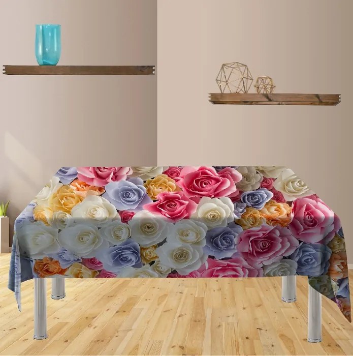 Ubrus s potiskem Barevné růže - 140 x 120 cm