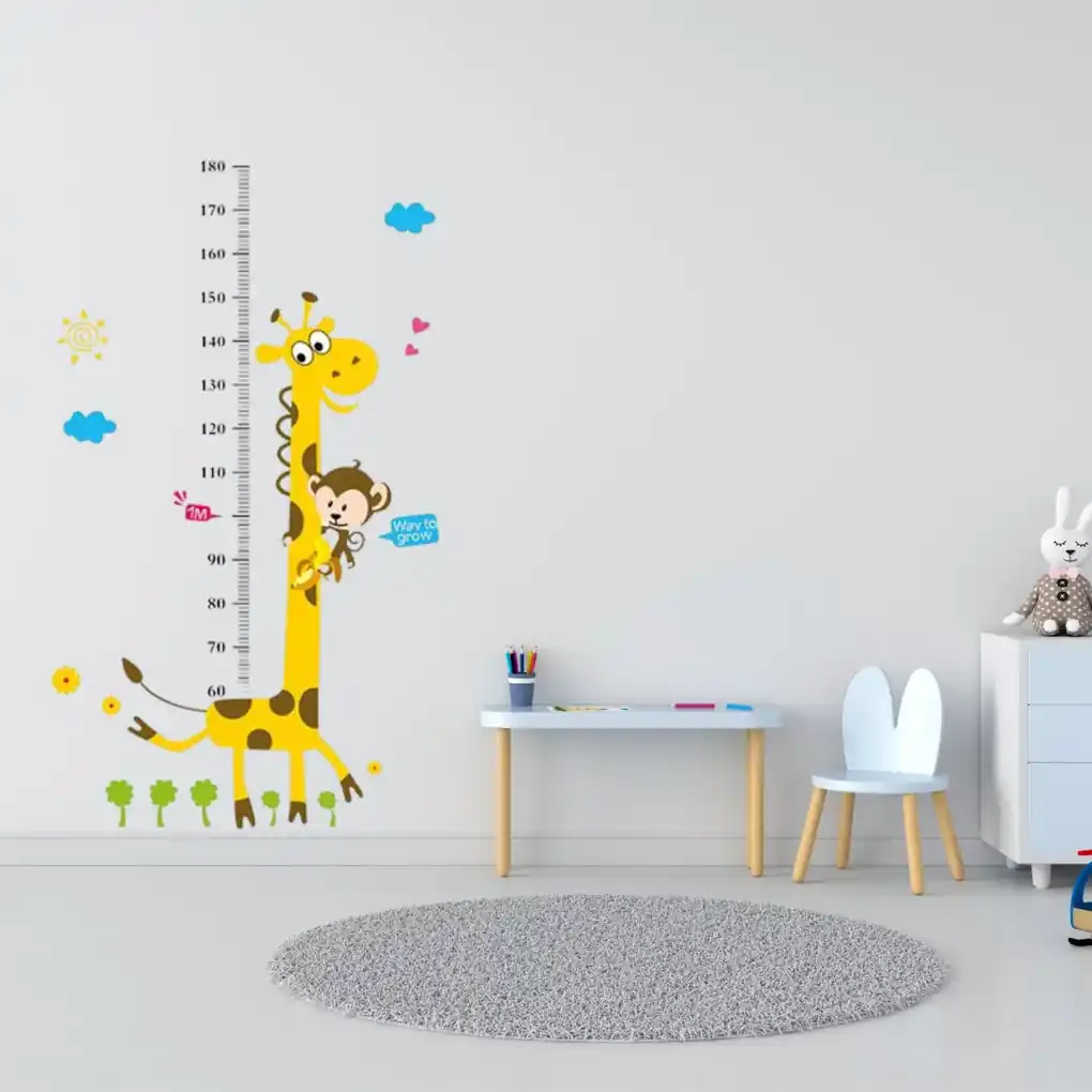 PIPPER | Samolepka na zeď "Dětský metr - Žirafa" 100x180 cm | BIANO