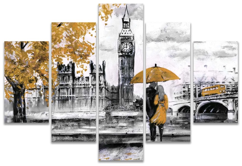 Malvis ® Obraz londýnská procházka žlutá Velikost (šířka x výška): 150x110 cm