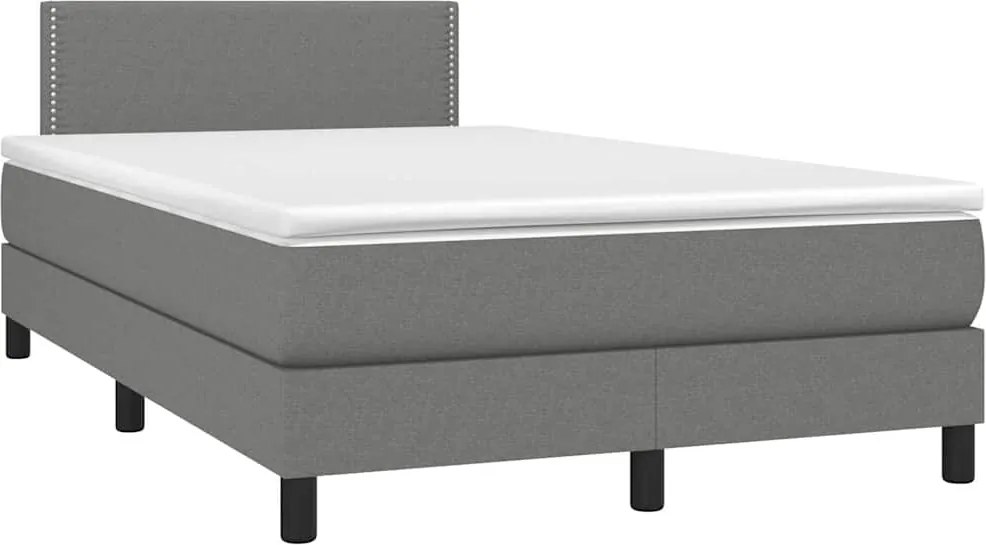 Box spring postel s matrací a LED tmavě šedá 120x200 cm textil 3133062