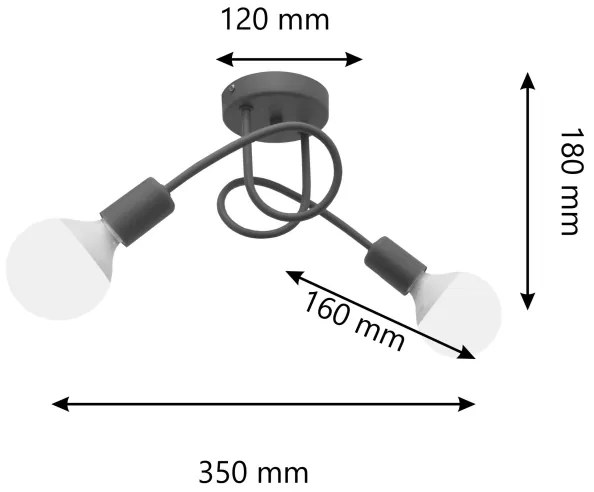 Dětský přisazený lustr OXFORD 2xE27/15W/230V šedá
