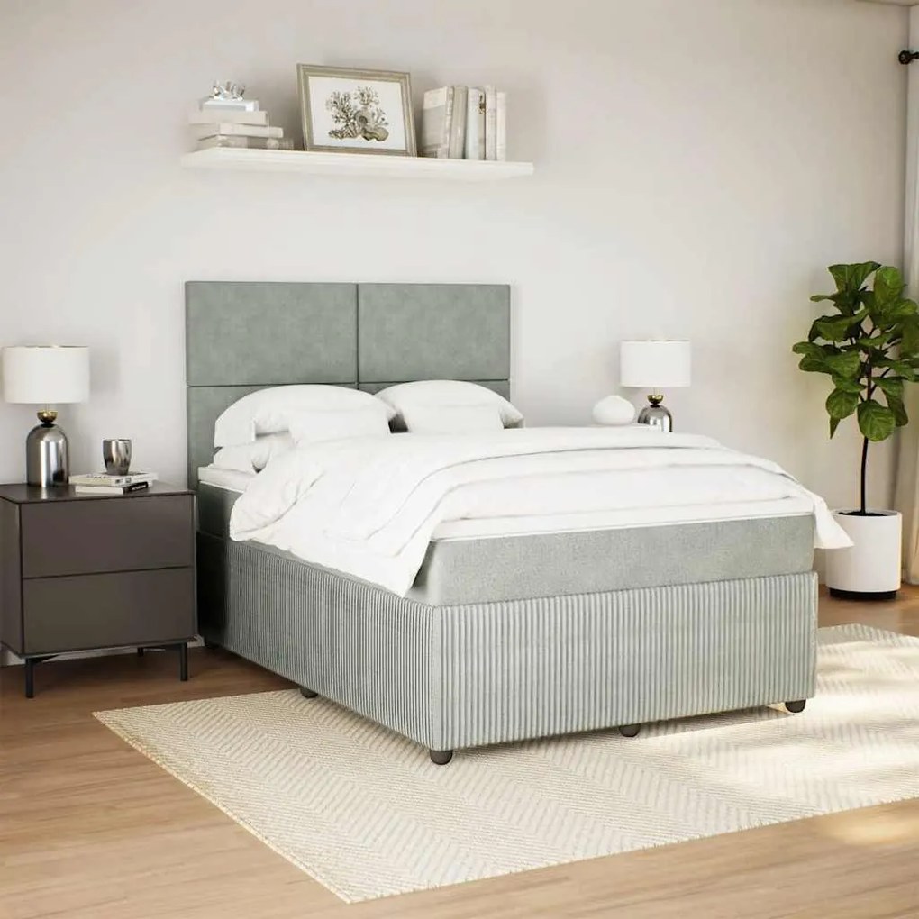 Box spring postel s matrací světle šedá 140x200 cm samet 3292352