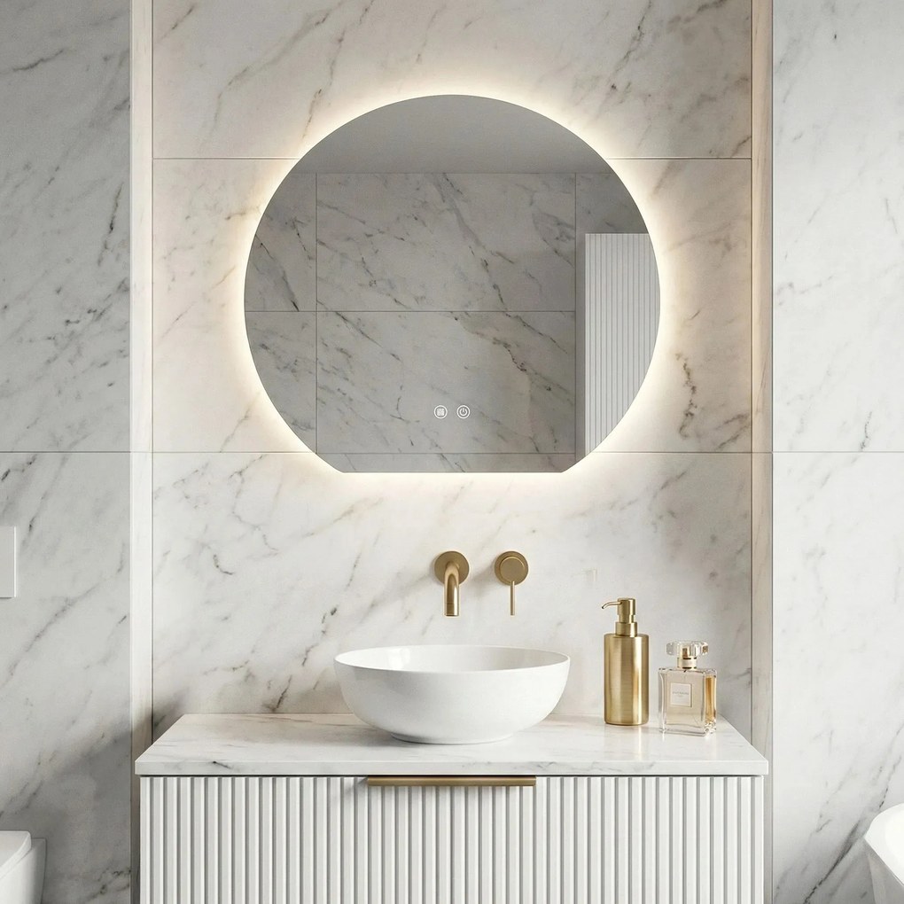 Rea Zrcadlo ⌀70 cm s vyhříváním a regulovatelným LED osvětlením HOM-00909