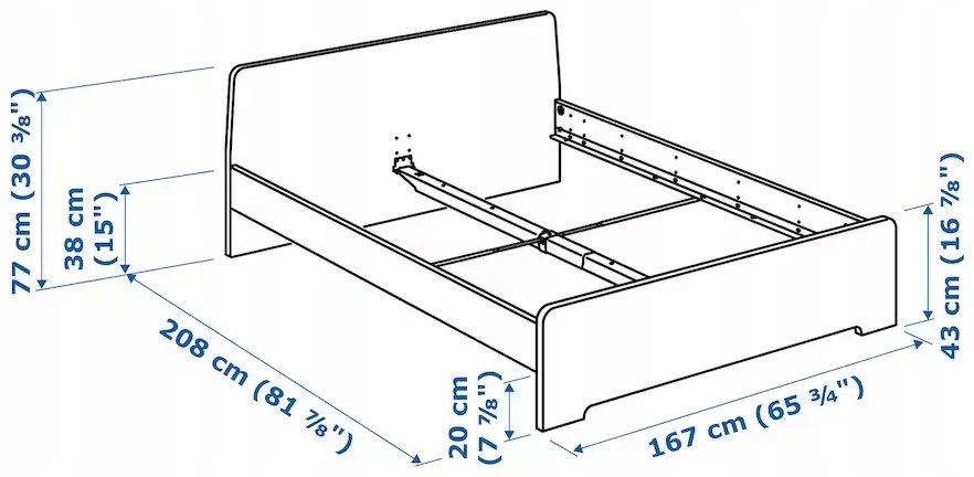 IKEA ASKVOLL rám postele bílá/Luroy 160x200 cm