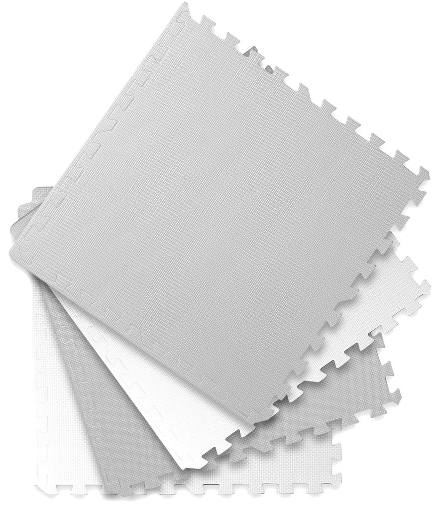 Velká pěnová podložka Ricokids puzzle 60x60 cm 4 ks bílá a šedá pro děti