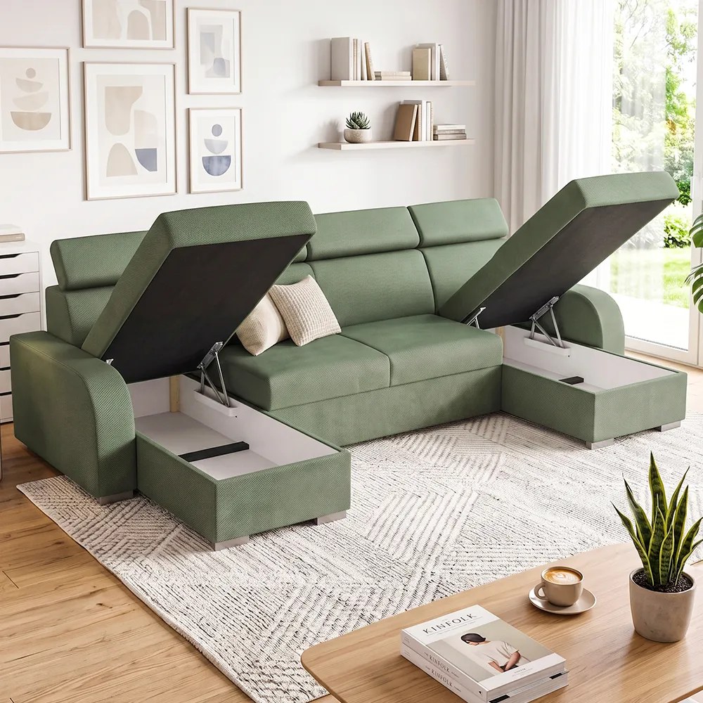 Sedací souprava OSLO U | 170x300x170 | rozkládací + 2x úložný prostor | VÝBĚR TKANIN