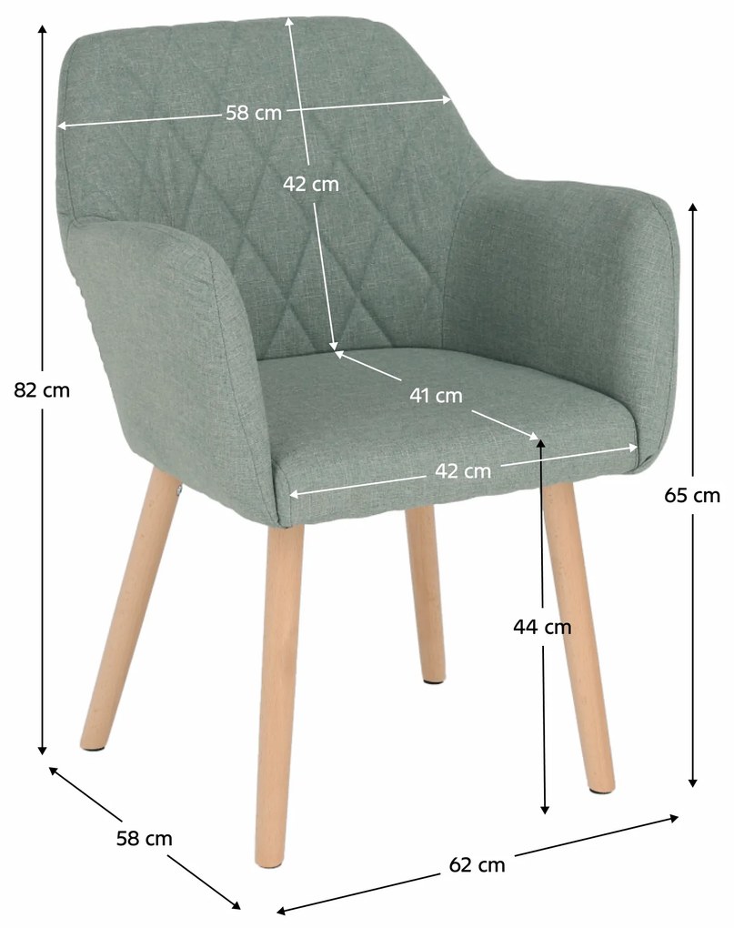 Designové jídelní křeslo EKIN, látka mentolová, buk