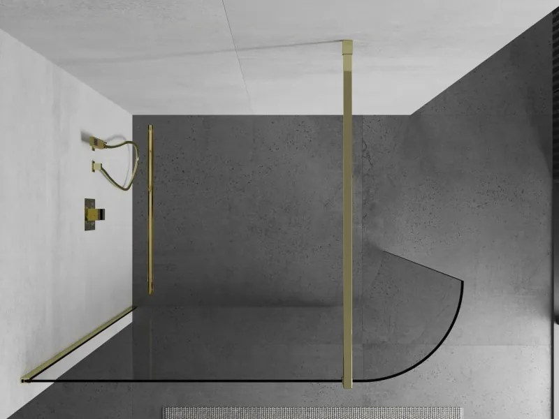 Mexen Kioto, zaoblená sprchová zástěna 80 x 200 cm, 8mm čiré sklo, zlatý profil, 800-080-101-50-06