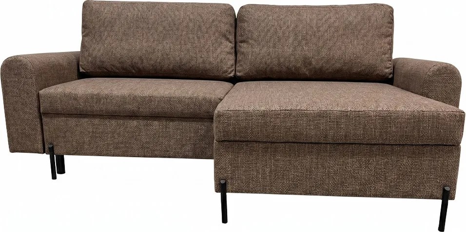 Rohová rozkládací sedací souprava do L PORTINE, 245 cm, s úložným prostorem Roh pohovky: Levý roh, Barva látky Sawana: Hnědá (Sawana 25)