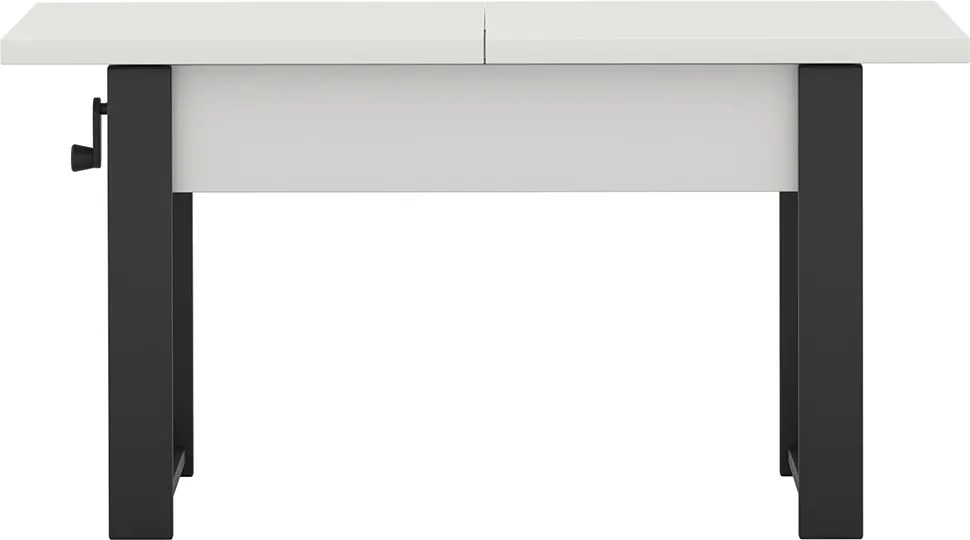 Rozkládací polohovací konferenční stolek HOGO 3v1 | 120-157x62,5-74,5x67 cm | síla horní desky 32 mm | bílá/černé nohy