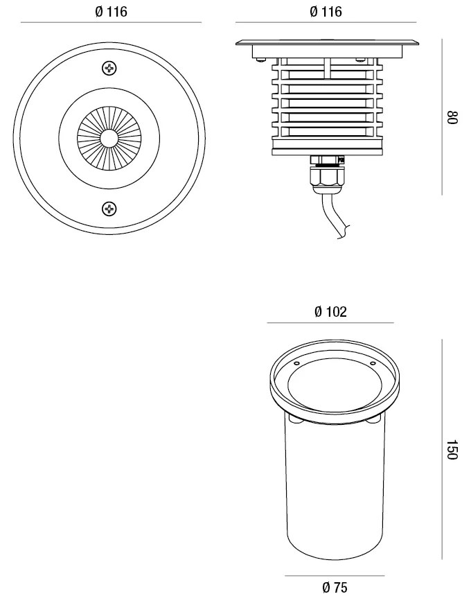 Fabas luce Fabas Irving 2, kulaté pojezdové svítidlo z nerezu, 7,8W LED, 3000K, prům. 11,6cm, IP67