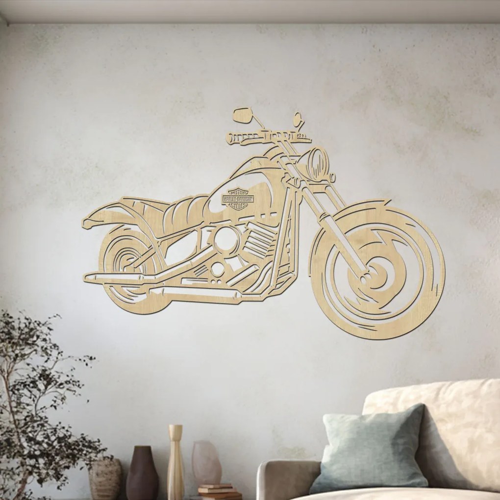 dřevo života Dřevěný obraz motorky Chopper Zvolte rozměr (cm): 80x51, Zvolte barvu dekoru: Buk