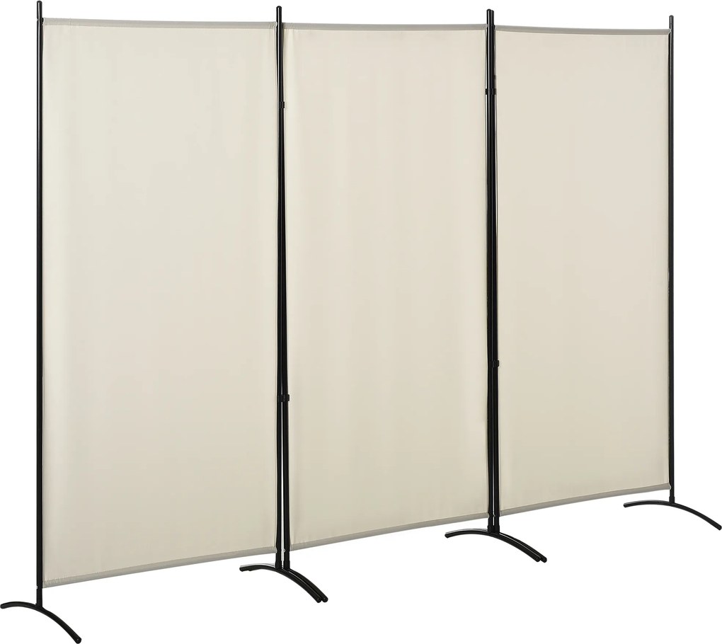 HOMCOM 3-panelový paravan 253x50x182 cm skládací paravan s 6 kovovými nohami, ochranný paravan pro kancelář a ložnici, béžový