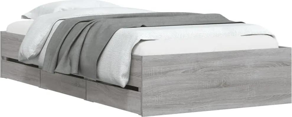 vidaXL Rám postele se zásuvkami 90 x 200 cm kompozitní dřevo [3207299] Barva: kouřový dub