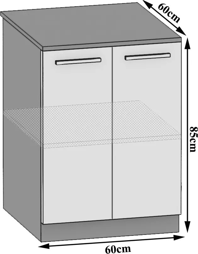 Kuchyňská skříňka Belini spodní 60 cm dub wotan s pracovní deskou  TOR SD2-60/0/WT/DW/0/B1
