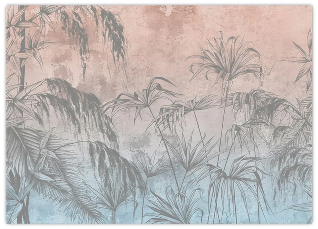 Obraz - Tropické rostliny na zdi (70x50 cm)