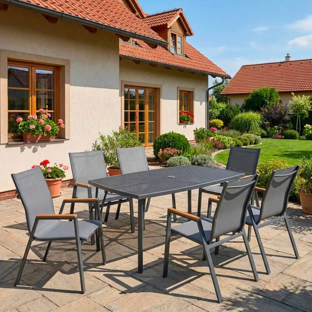 Vikio Zahradní jídelní kovový set pro 6 osob V126T antracit