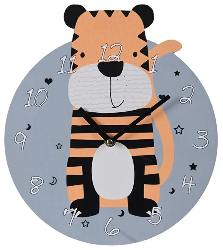Dětské nástěnné hodiny Tiger, vícebarevná