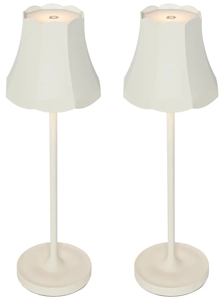 Sada 2 retro stolních lamp smetanové dobíjecí IP44 - Granny