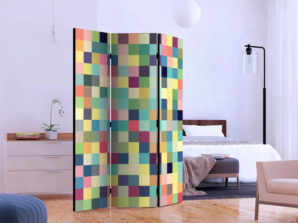 Pokojová zástěna Miliony barev (3-dílný) - barevné geometrické mozaikové pozadí