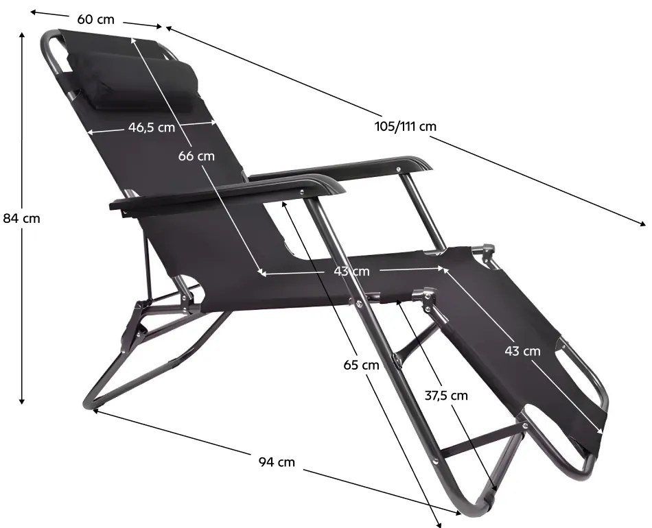 Kondela Zahradní polohovací křeslo, černá, REGED